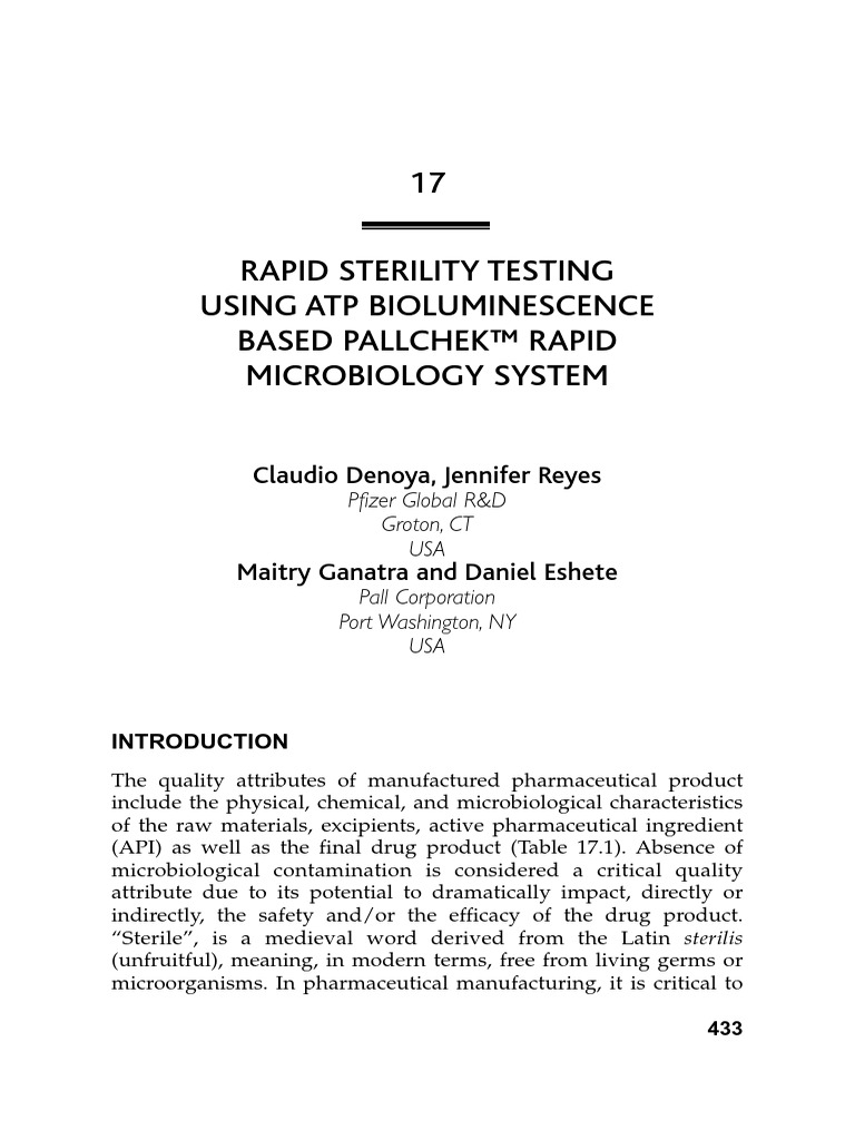 Rapid Sterility Testing Using Pallchek | PDF | Luciferase | Colony ...