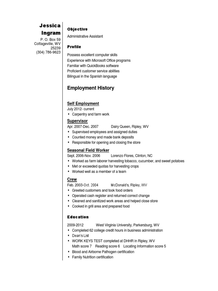 Administrative Assistant Resume for Jessica | PDF