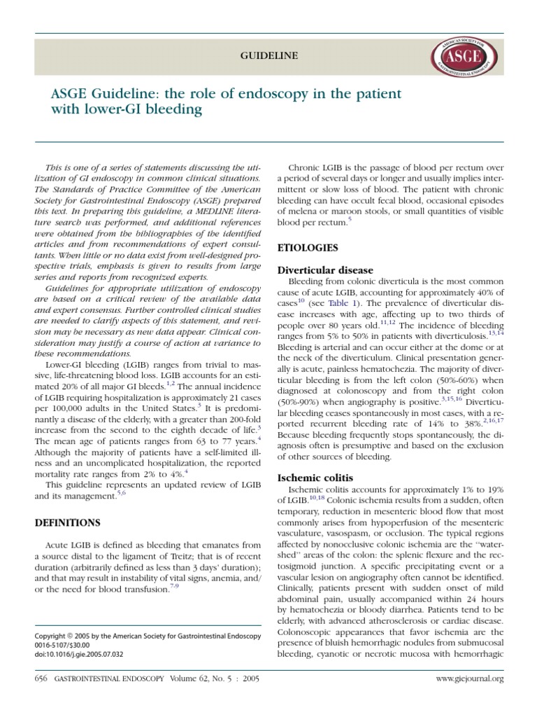 ASGE Guideline: The Role of Endoscopy in The Patient With lower-GI ...