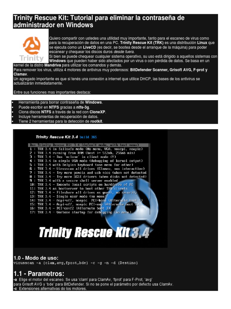 Trinity Rescue Kit | PDF | Contraseña | Virus de computadora