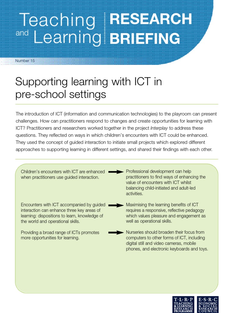 ICT in Preschool Learning | PDF | Educational Technology | Preschool