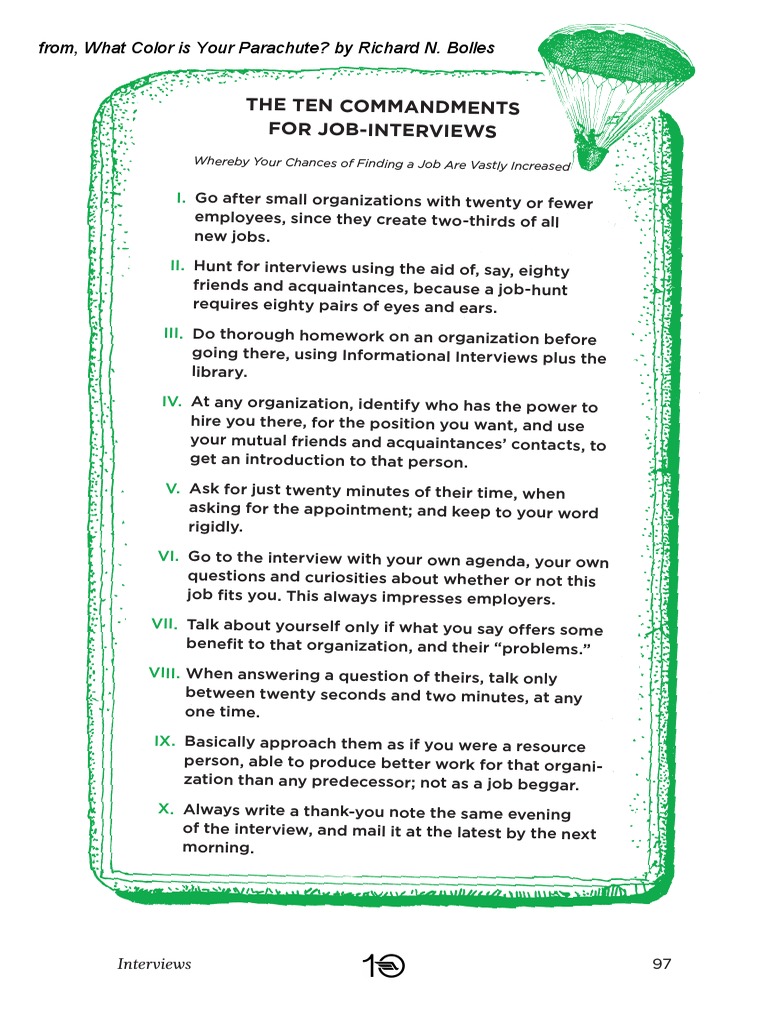 The Ten Commandments For Job Interviews | PDF | Job Interview | Business