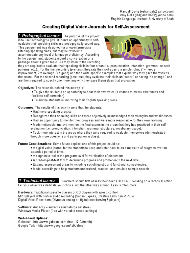 Creating Digital Voice Journals For Self-Assessment: I. Pedagogical ...