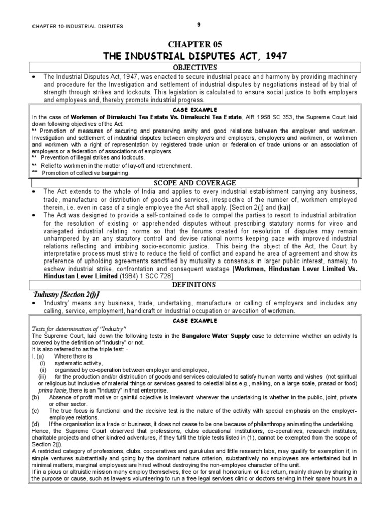 Notes On Industrial Dispute Act | PDF