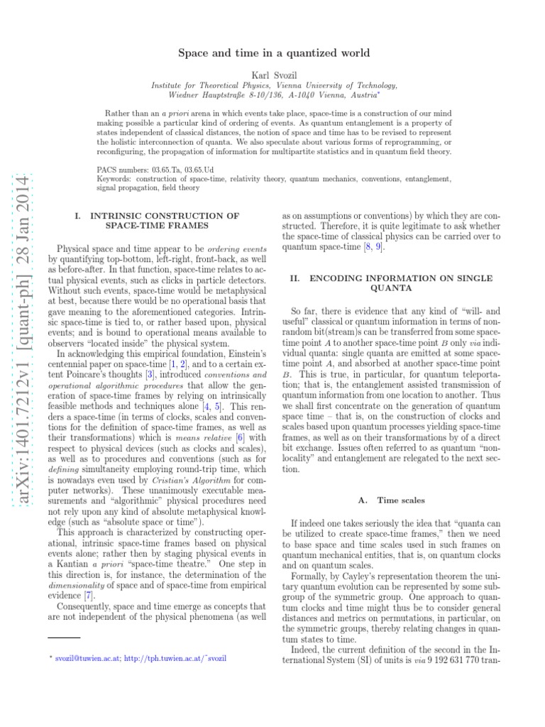 Space and Time in A Quantized World | PDF | Spacetime | Quantum ...