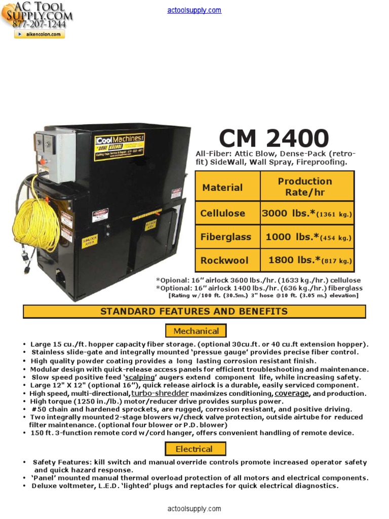 Cool Machines CM2400 Insulation Blowing Machine Datasheet | PDF ...