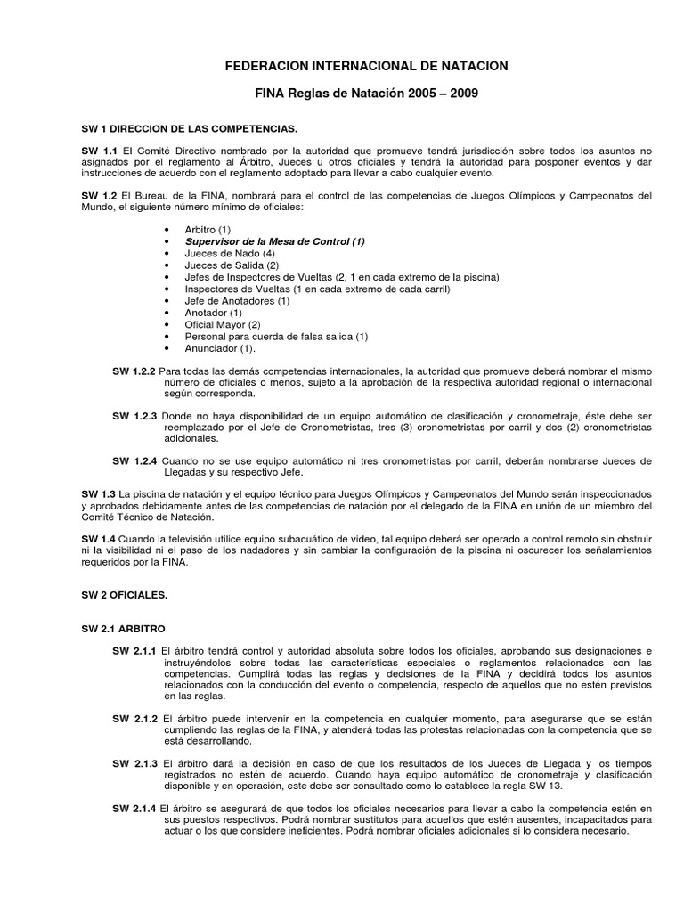 Reglas Fina Natacion | Natación humana | Natación (Deporte)