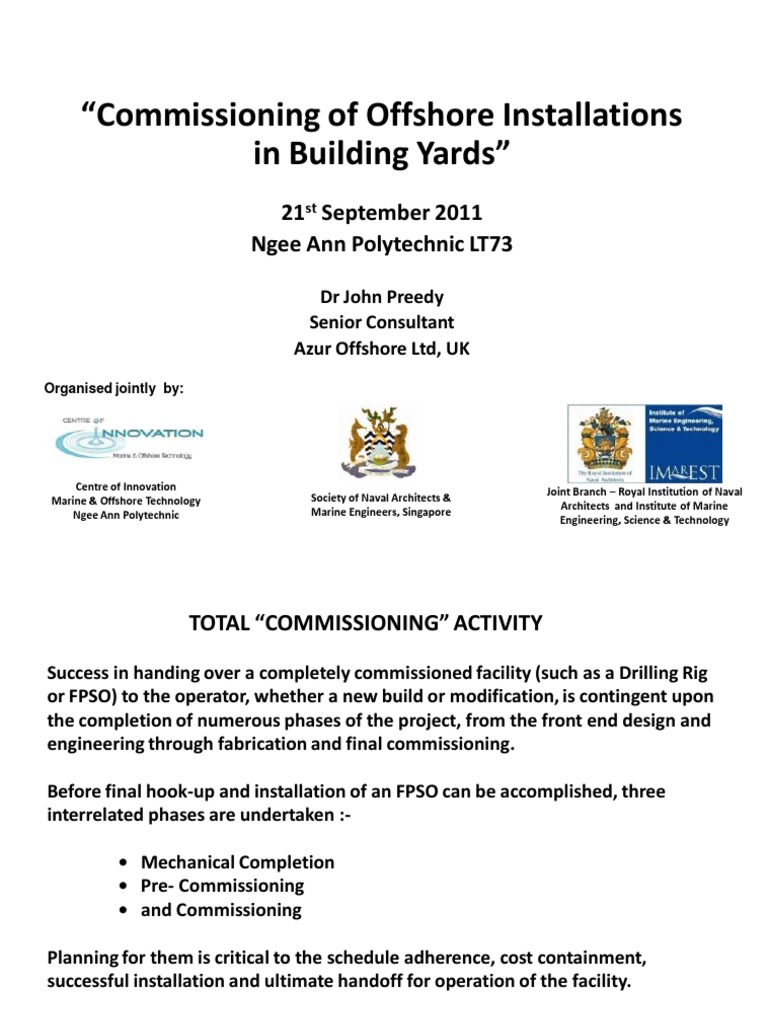 Offshore Installation Commissioning Guide | PDF | Subsea (Technology ...