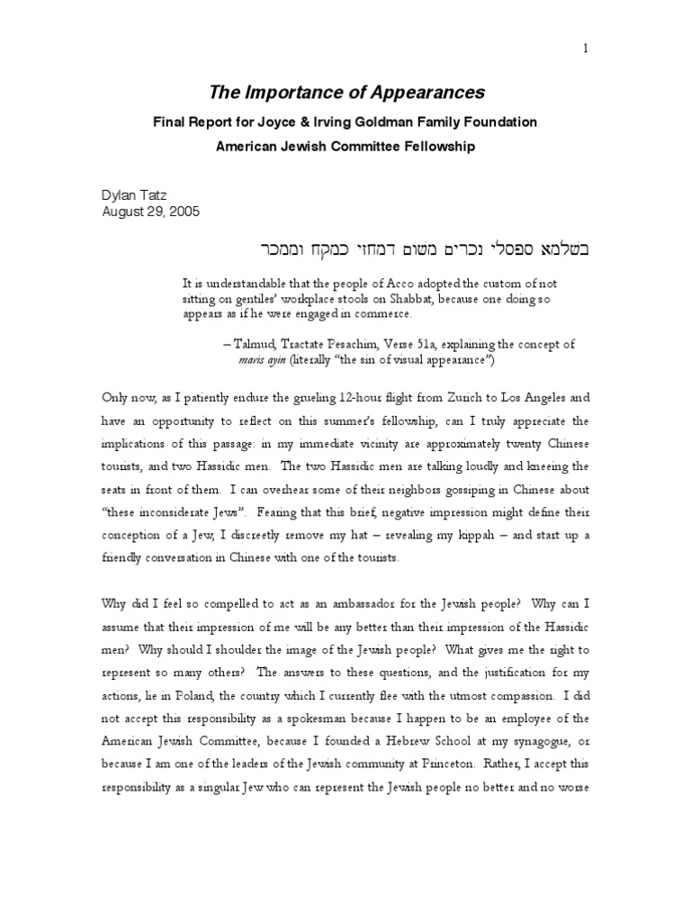 Dylan Tatz Final Fellowship Report | PDF | Rabbi | Antisemitism