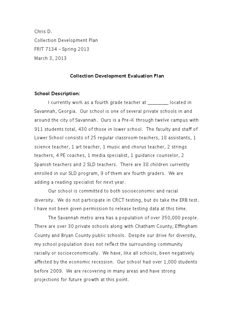 Collection Development Plan For Portfolio | PDF | Weather | Precipitation