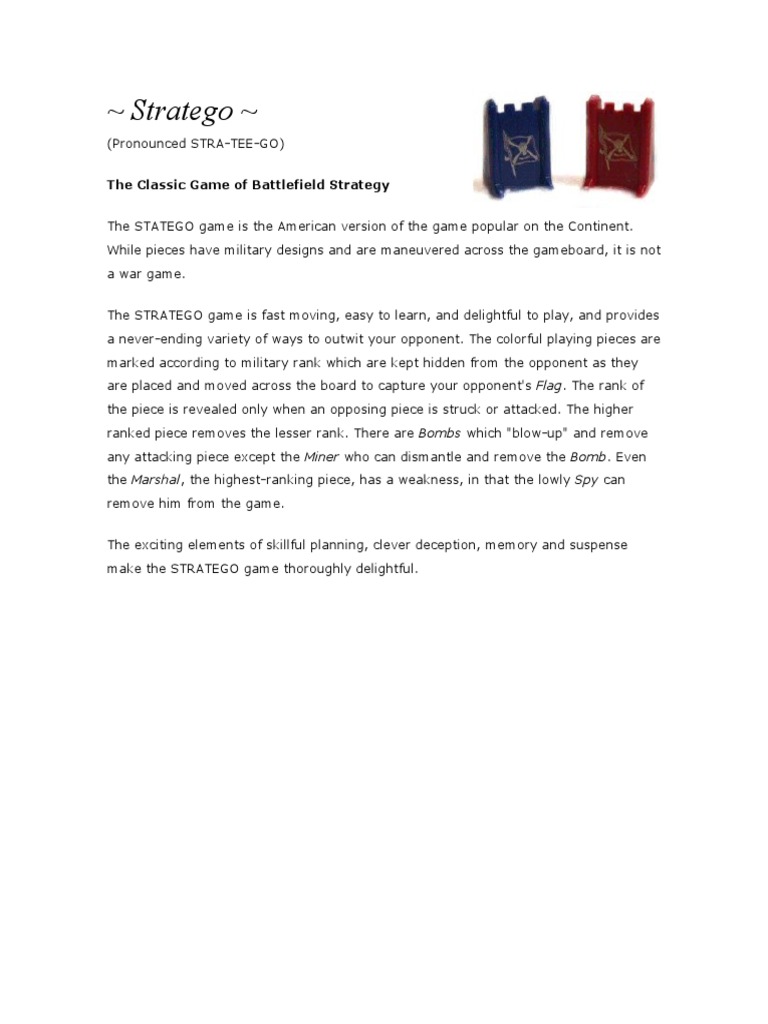 A Comprehensive Guide to the Classic Game of Stratego: Including Rules ...