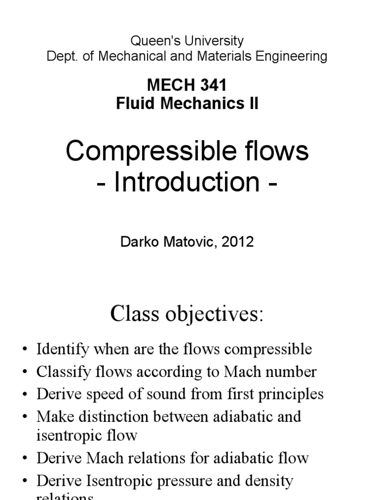 m341 12 Lecture25 Compressible Flow Intro | PDF | Compressible Flow | Fluid Dynamics