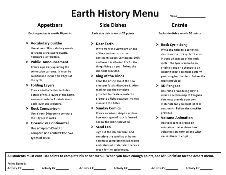 Earth History Menu | PDF