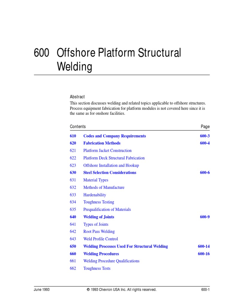 WEM 600 - Offshore Platform Welding | PDF | Welding | Construction