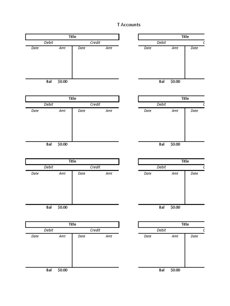 T Accounts: Debit Credit Debit Credit | PDF