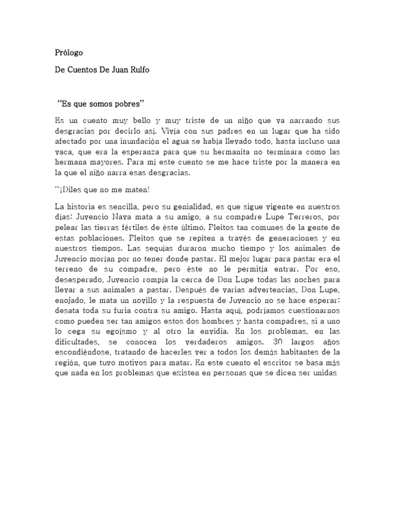Prólogos de Cuentos de Juan Rulfo | Bolivia | Poesía