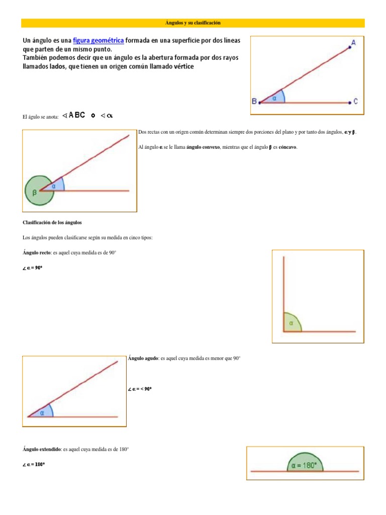 Clasificación y relaciones de los ángulos geométricos | PDF | Ángulo ...