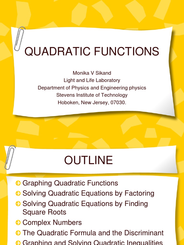 Quadratic Functions | Download Free PDF | Quadratic Equation | Complex ...