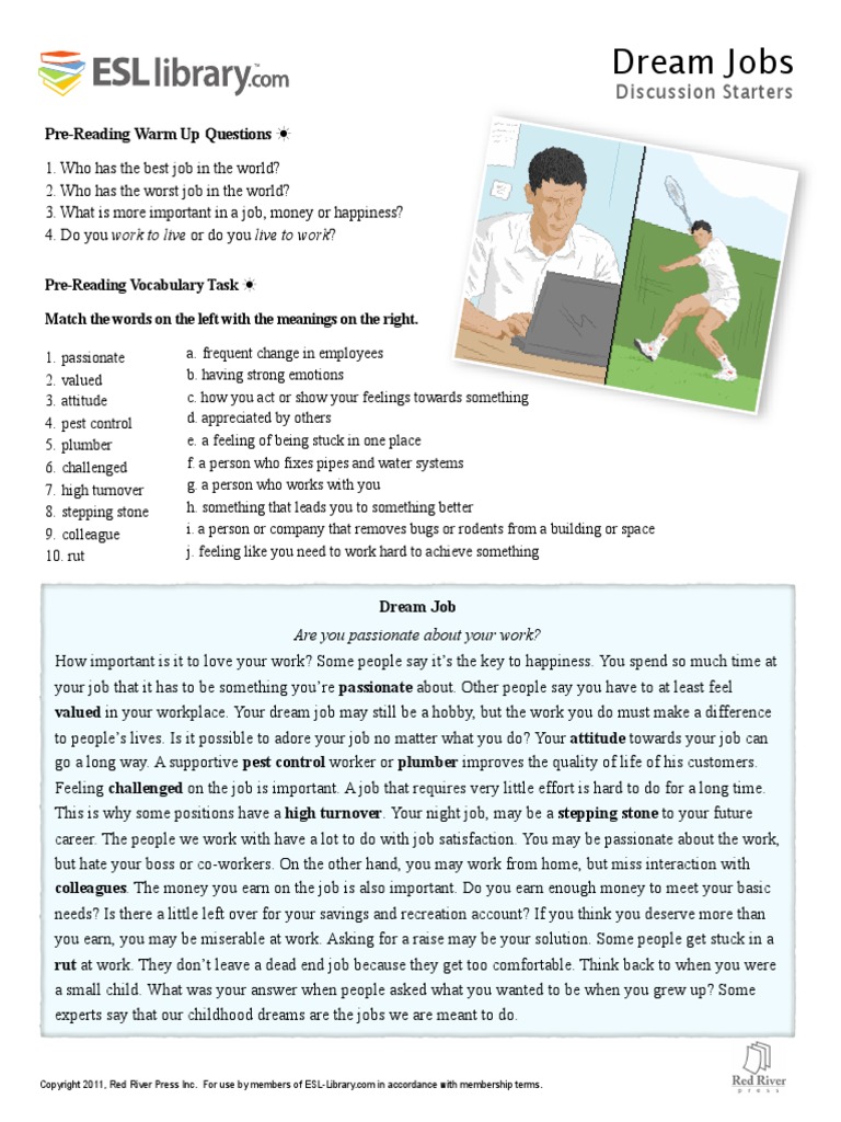 Teste - Dream Job | PDF | Reading Comprehension | Labour