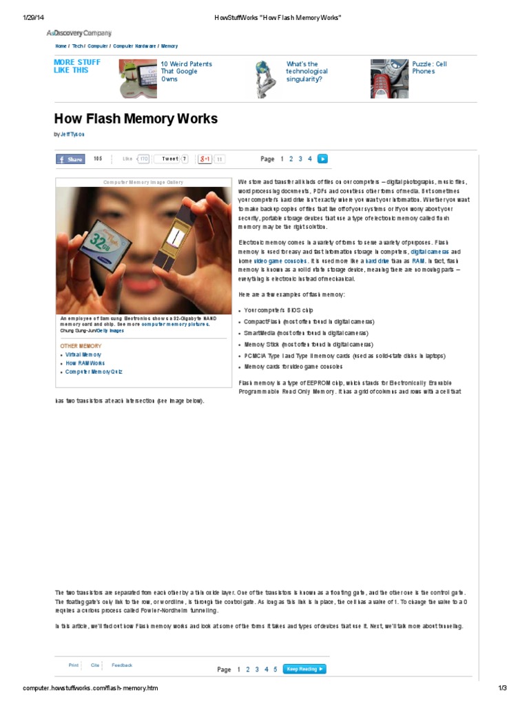 HowStuffWorks - How Flash Memory Works | PDF | Flash Memory | Computer Data Storage