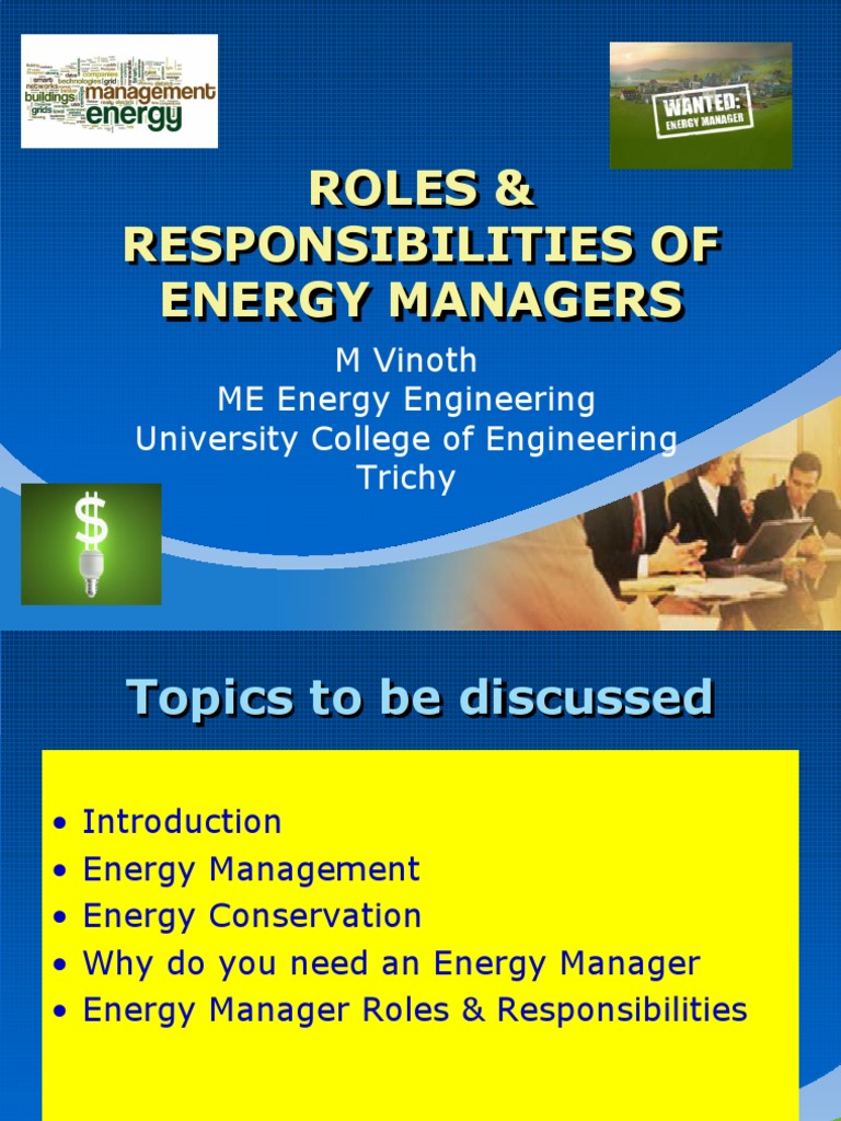 Energy Manager Roles & Responsibilities | PDF | Energy Conservation ...