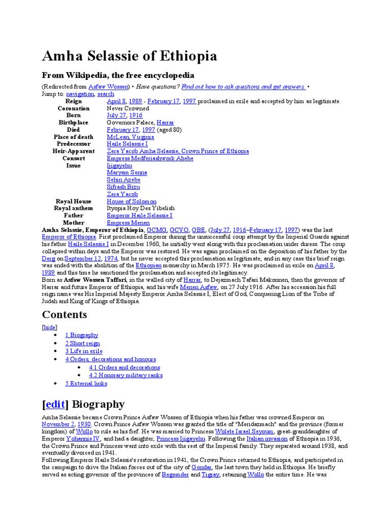 Amha Selassie: Last Emperor of Ethiopia | PDF | History | Religion & Spirituality