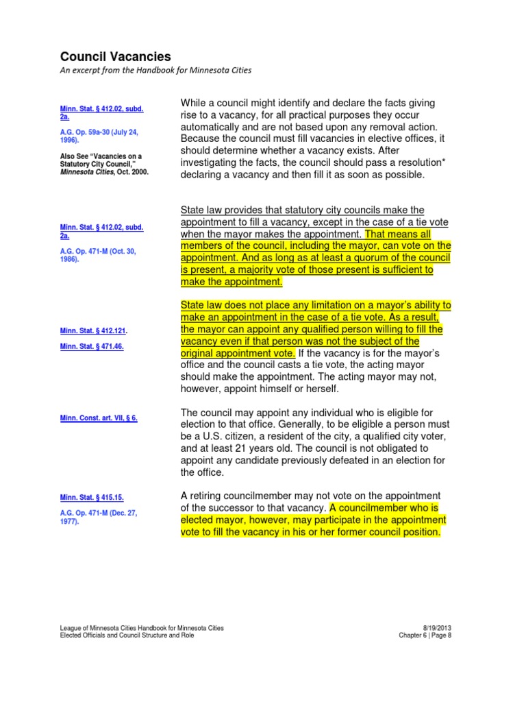 Statutory Council Vacancies - Mayoral Authority | PDF | Mayor ...