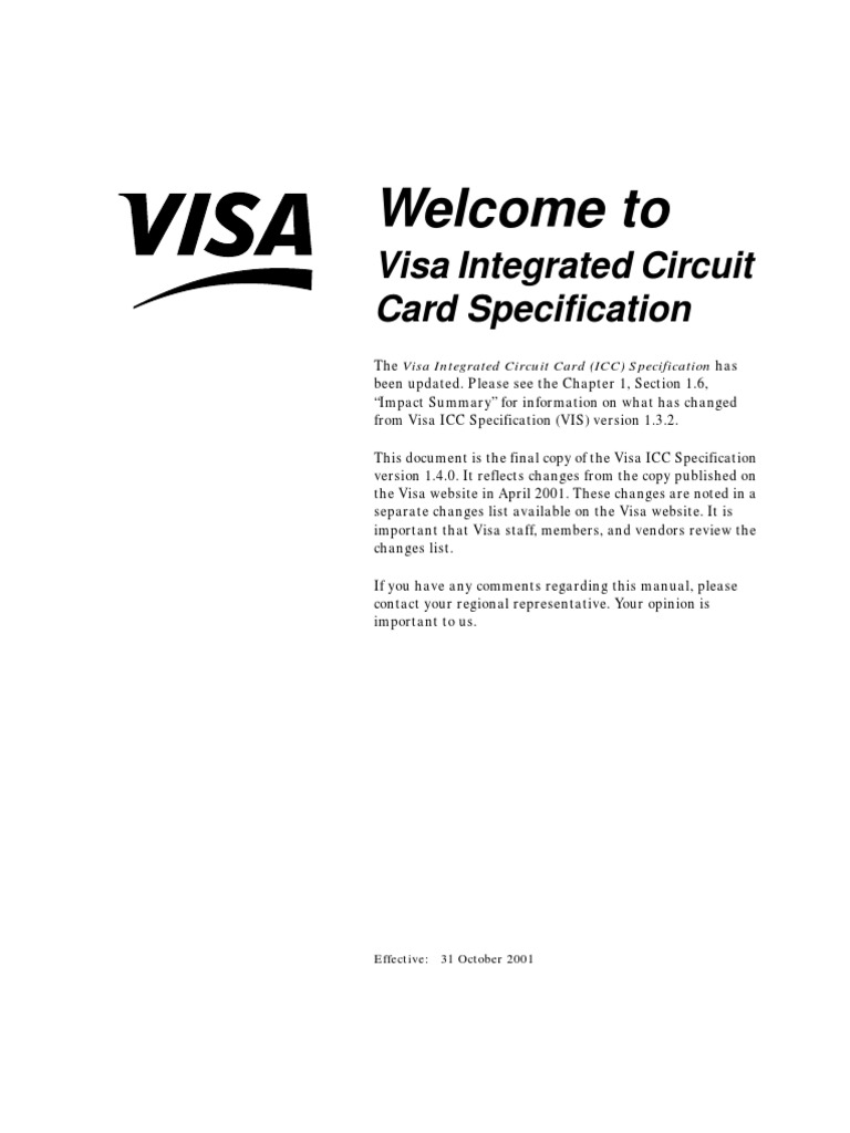 Visa Integrated Circuit Card Specification | PDF | Emv | Smart Card