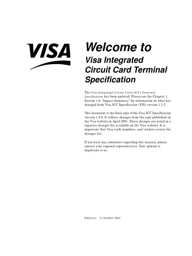 Visa Integrated Circuit Card Terminal Specification | PDF | Emv | Debit ...