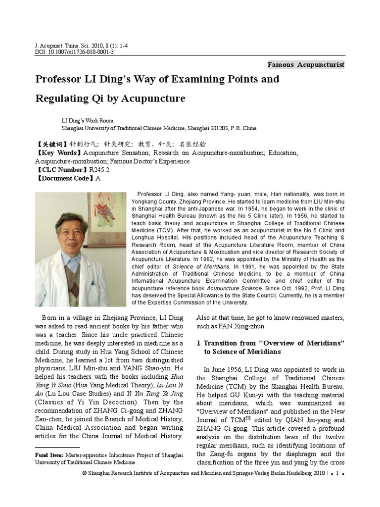 Professor Li Ding Way of Examining Points and Regulating Qi and Acupuncture PDF | PDF ...