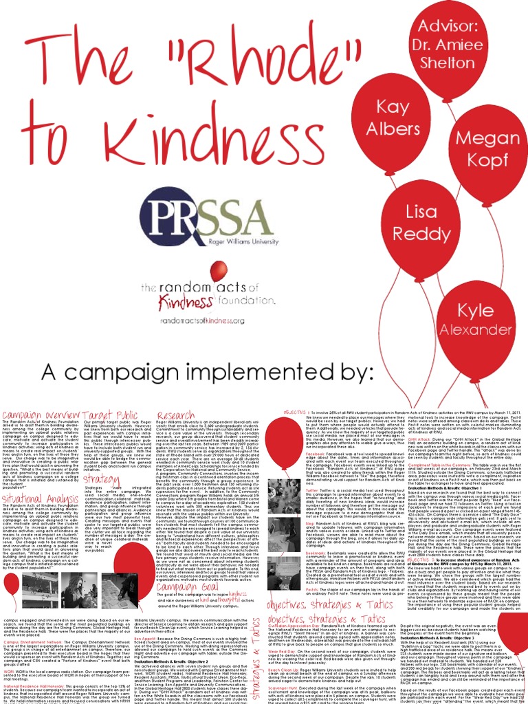Random Acts of Kindness Campaign at Roger Williams University | PDF ...
