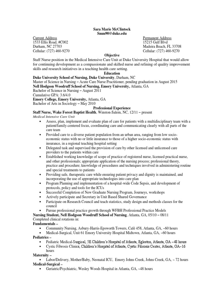 Duke Micu Resume | PDF | Nursing | Intensive Care Unit