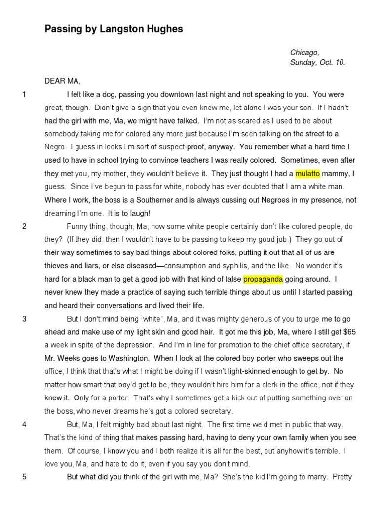 Passing by Langston Hughes | PDF