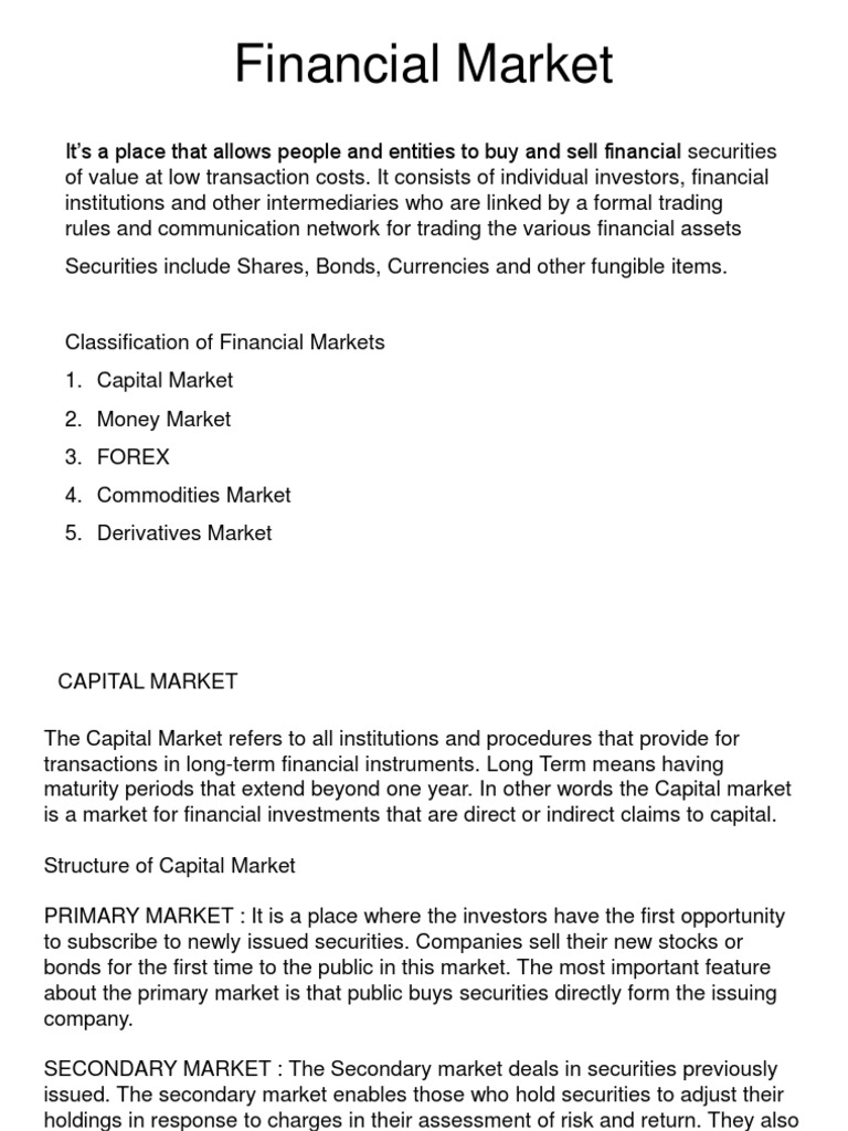 Financial Market | PDF | Financial Markets | Stocks