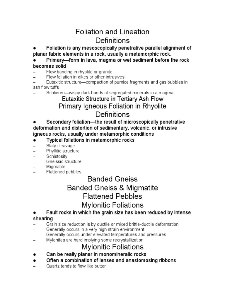 Foliation & Lineation | Download Free PDF | Rock (Geology) | Structural ...