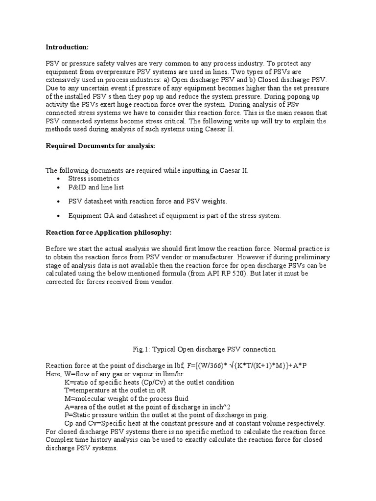 PSV Reaction Force Analysis Methods | PDF | Pressure | Stress (Mechanics)
