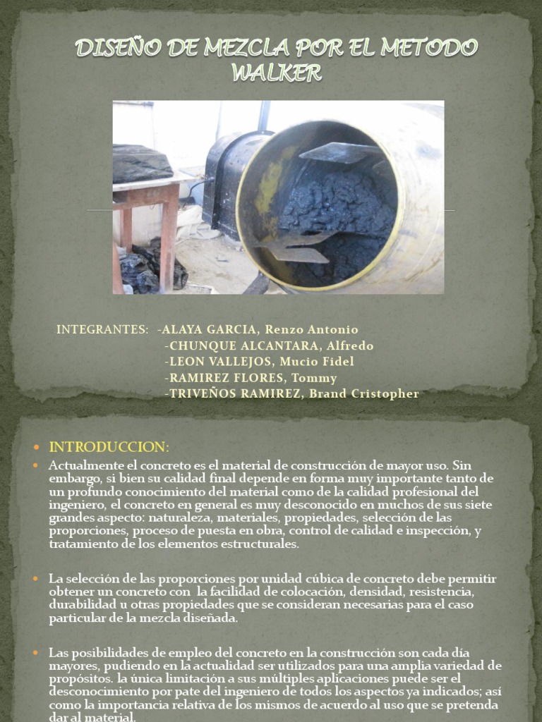 Diseño de Mezcla Por El Metodo Walker | PDF | Hormigón | Cemento