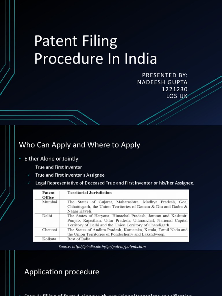 Patent Filling Procedure in India | PDF | Patent Application | Glossary Of Patent Law Terms