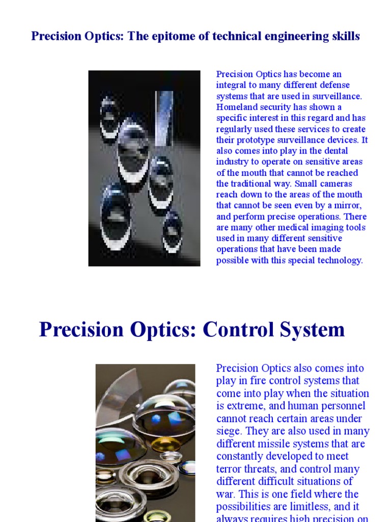 Precision Optics: The Epitome of Technical Engineering Skills | PDF