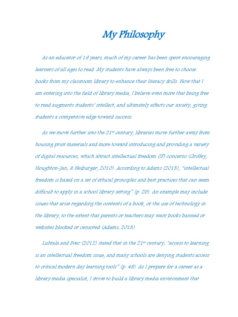 My Philosophy Library Media | PDF | School Library | Libraries
