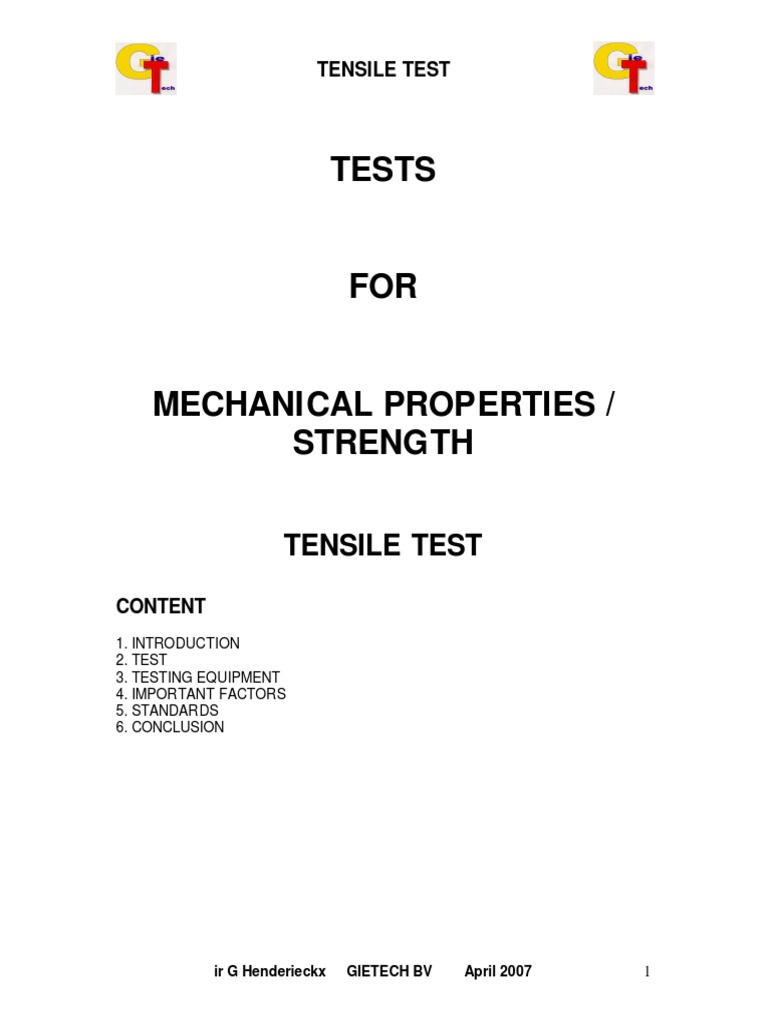 Tensile Test | PDF | Strength Of Materials | Deformation (Engineering)
