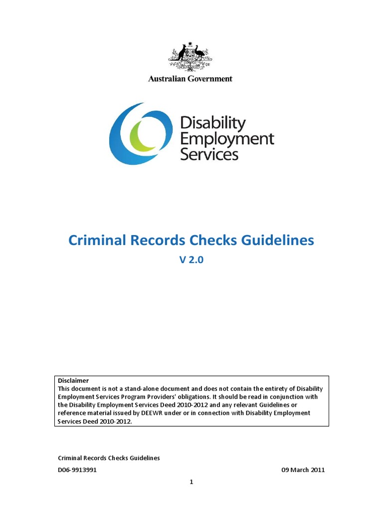 Criminal Records Checks Guidelines V 20 | PDF | Criminal Record | Crime ...