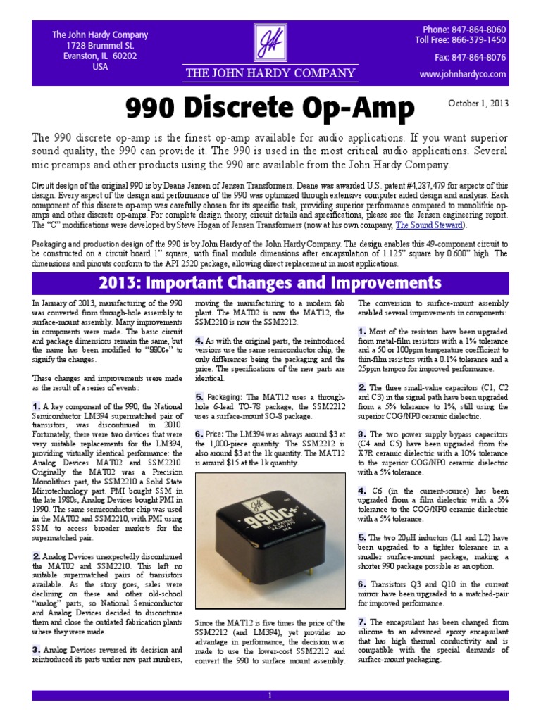 990 Discrete Op-Amp | PDF | Operational Amplifier | Capacitor