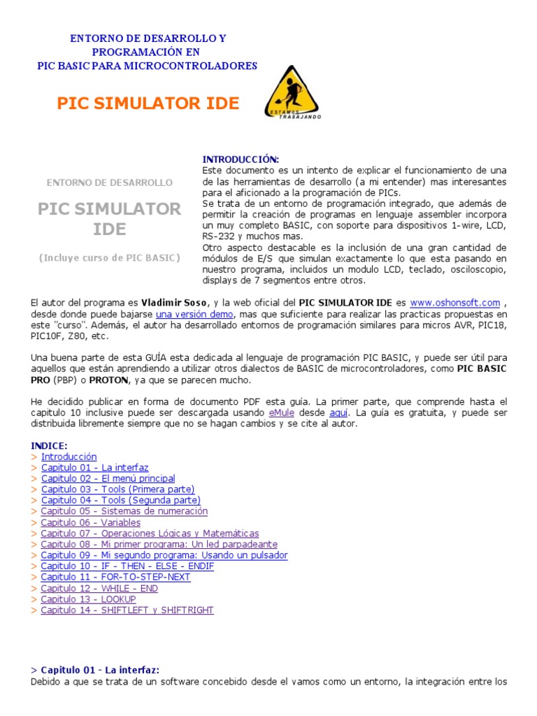 Guía PIC Simulator IDE y PIC BASIC | PDF | Poco | Ingeniería Informática