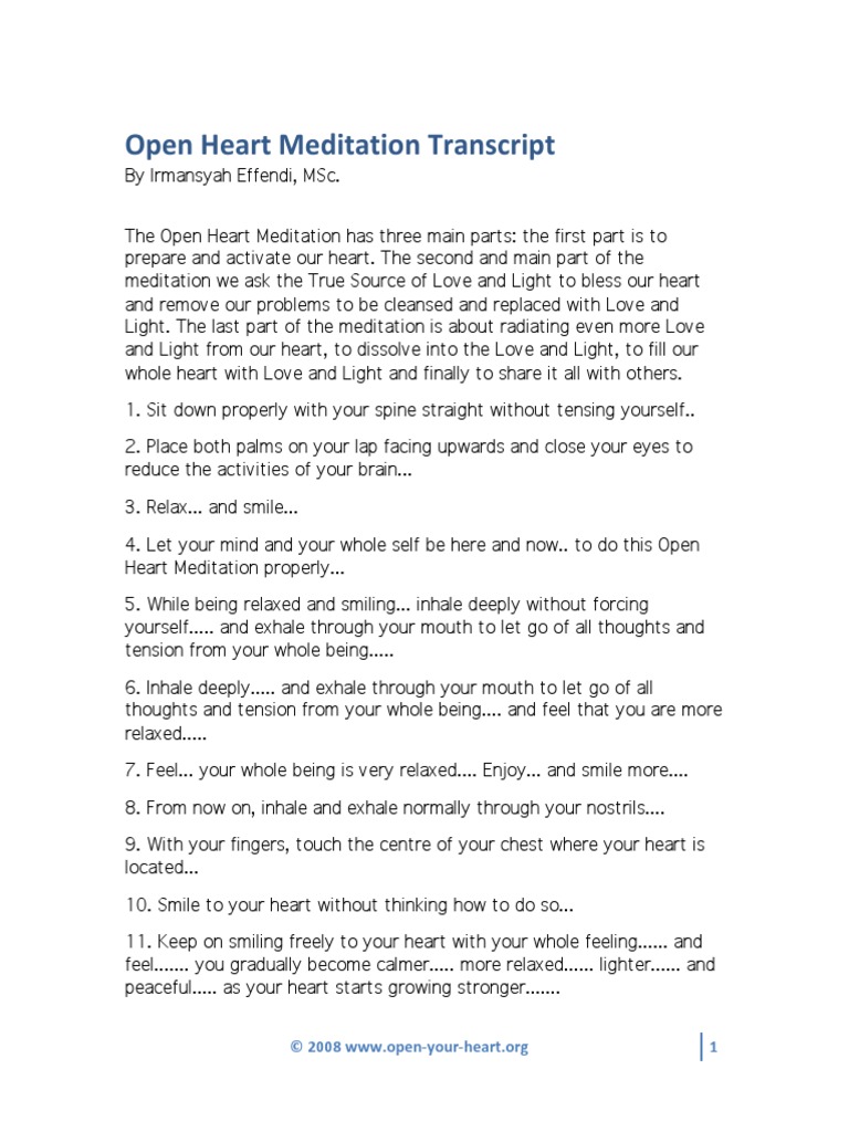 Open Heart Meditation Script | Download Free PDF | Forgiveness ...