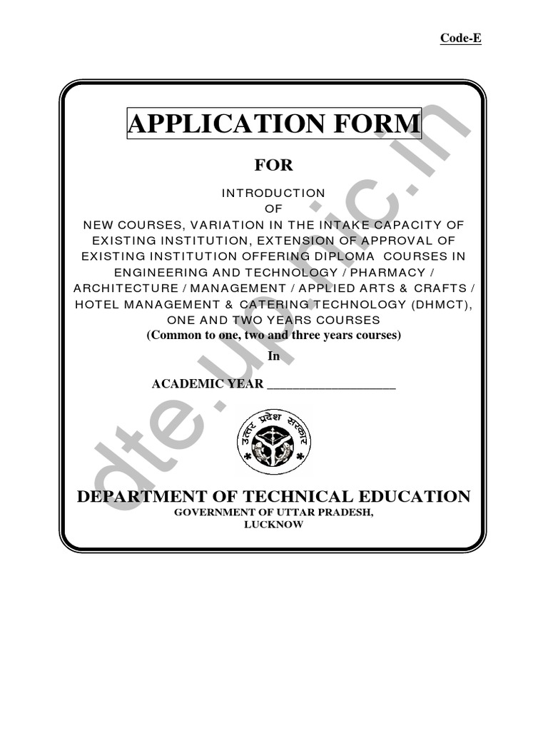 Aicte-Application Form - e (For Already Estb - Instt.) - 10-11 | PDF | Diploma | Business