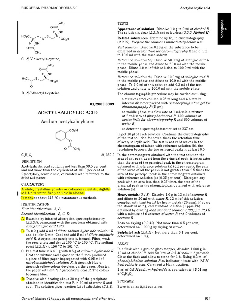 Acetylsalicylicacid EuPharm | PDF | Chromatography | Elution