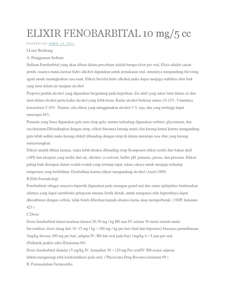 Elixir Fenobarbital | PDF