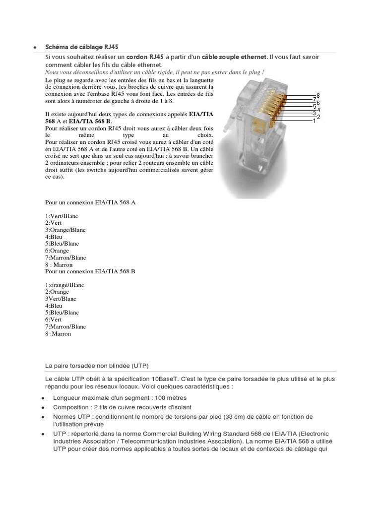 Schéma de Câblage RJ45 | PDF | Ingénierie des télécommunications ...