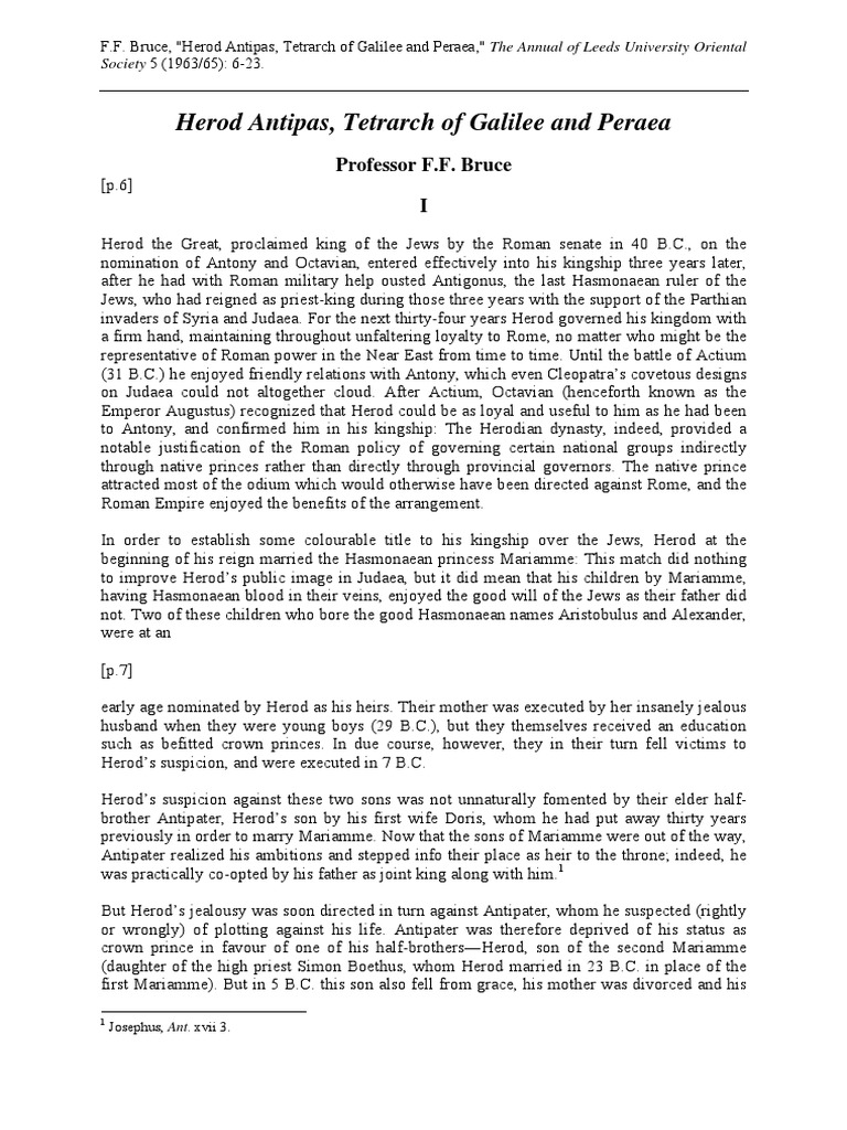 Herod Antipas, The Tetrach of Galilee and Peraea | PDF | Herod Antipas ...